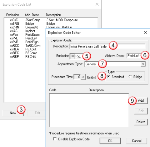 Adding Surface/Quadrant Information to Explosion Codes - Easy Dental